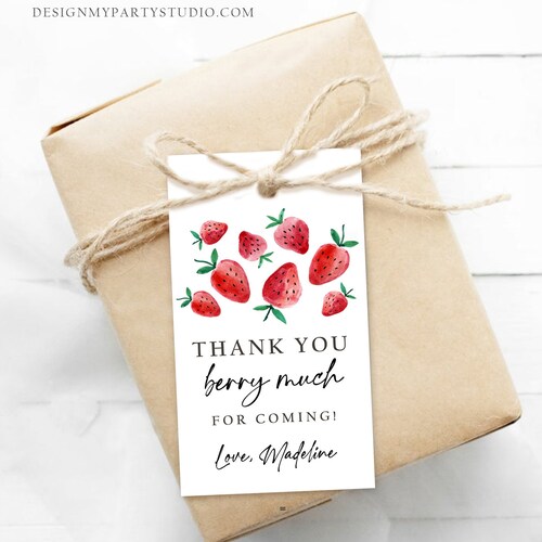 Berry First Birthday Favor Tags Template Printable Strawberry - Etsy