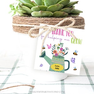 Editable Teacher Appreciation Tags Thank You for Helping Me Grow ...