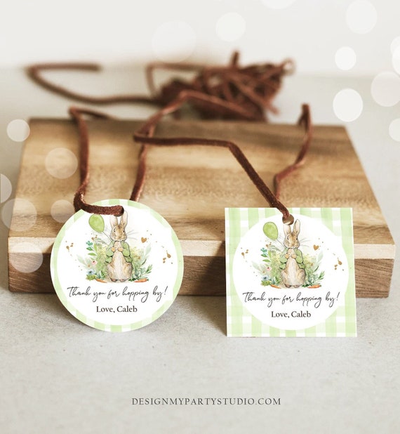 Editable Peter Rabbit Favor Tags Bunny Thank you Tags Round Boy ...