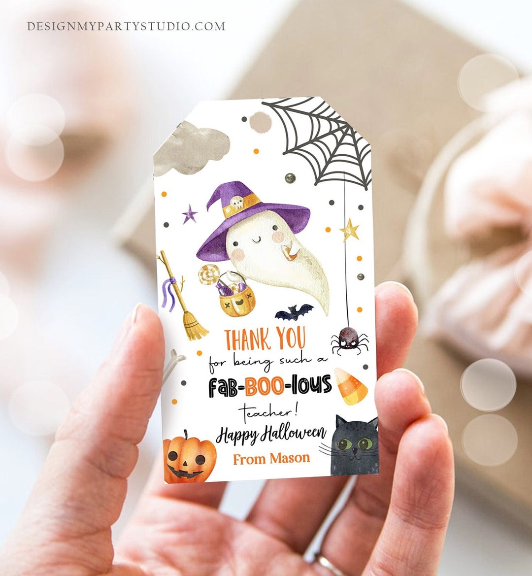 Editable Halloween Favor Tags Ghost Gift Tags Fab-boo-lous Teacher ...