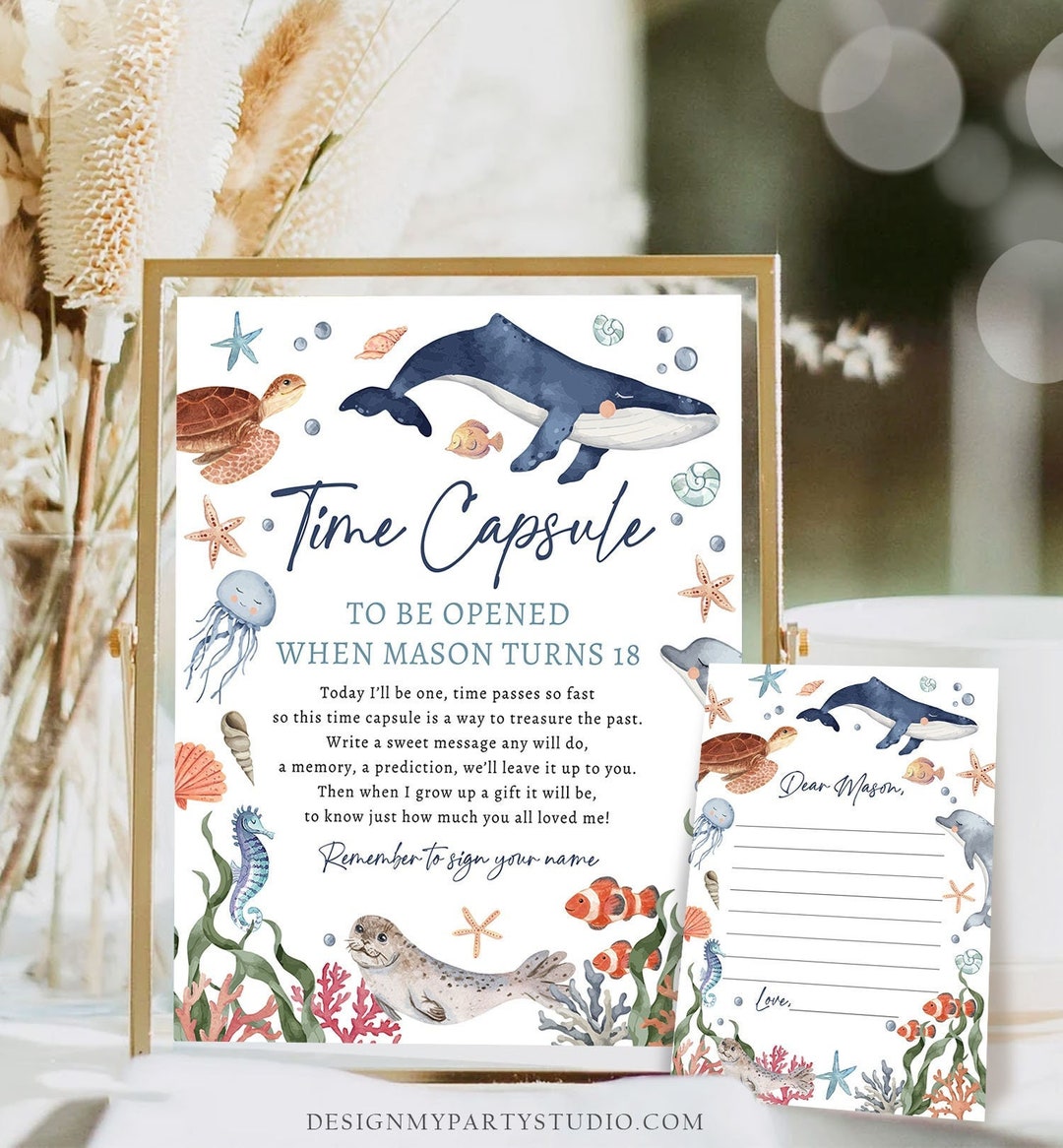 Editable Under the Sea Time Capsule Nautical Party Sea Ocean Like ...