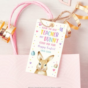 Editable Teacher Gift Tags Easter You're the Best Teacher Any Bunny ...