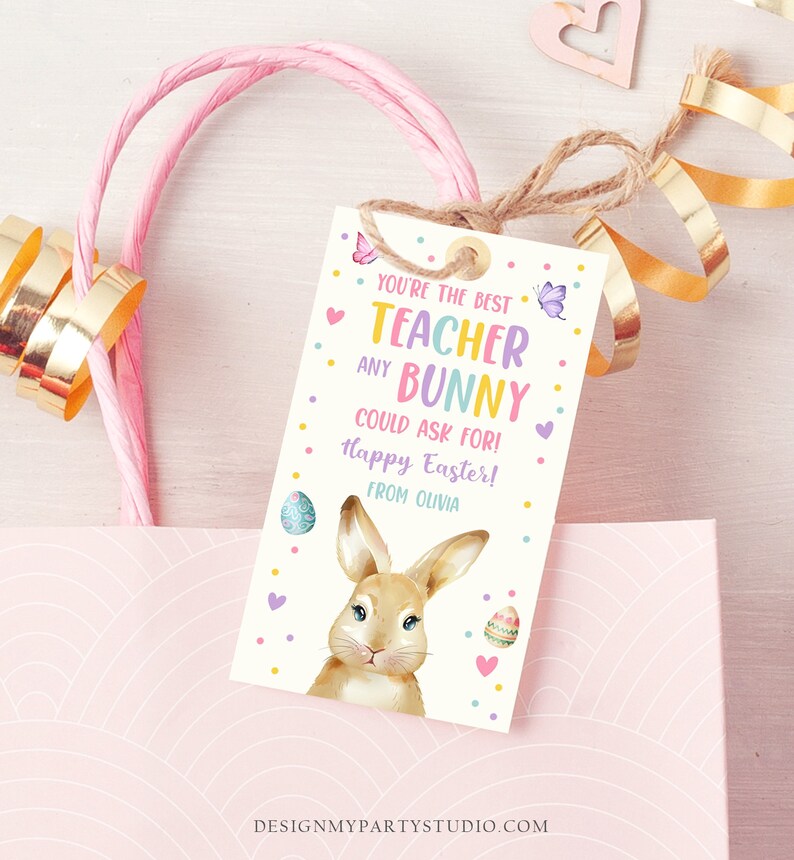 Editable Teacher Gift Tags Easter You're the Best Teacher - Etsy
