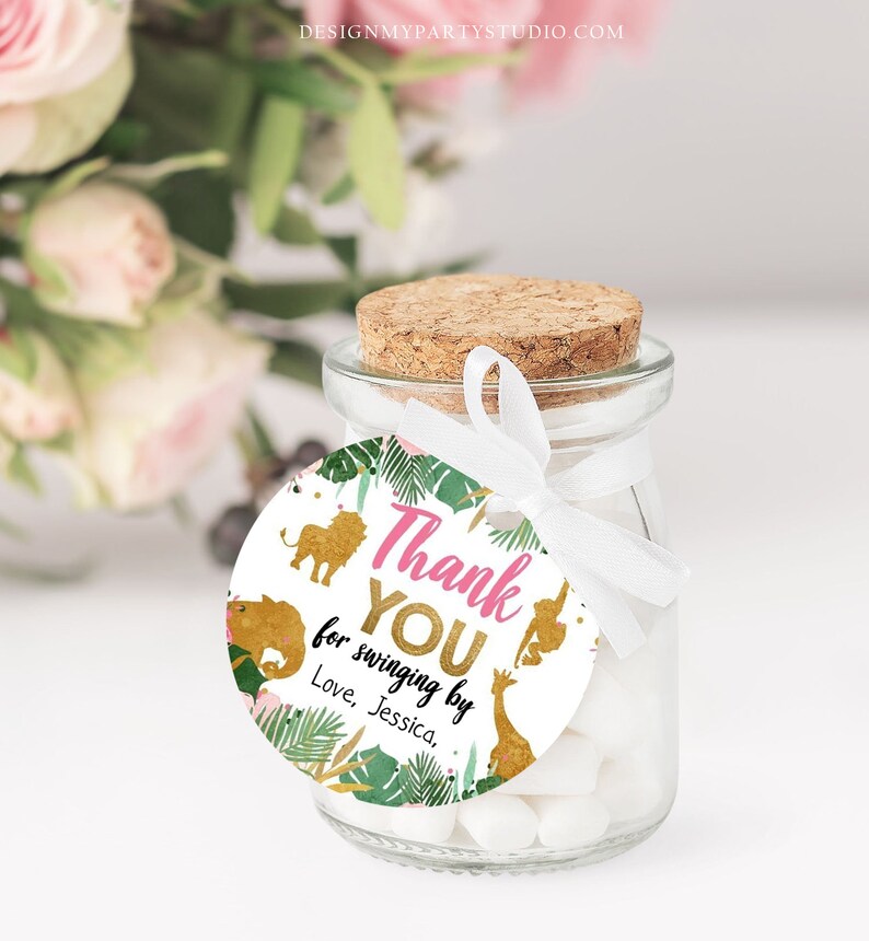 Editable Safari Animals Favor Tags Thank You Tags Wild One | Etsy