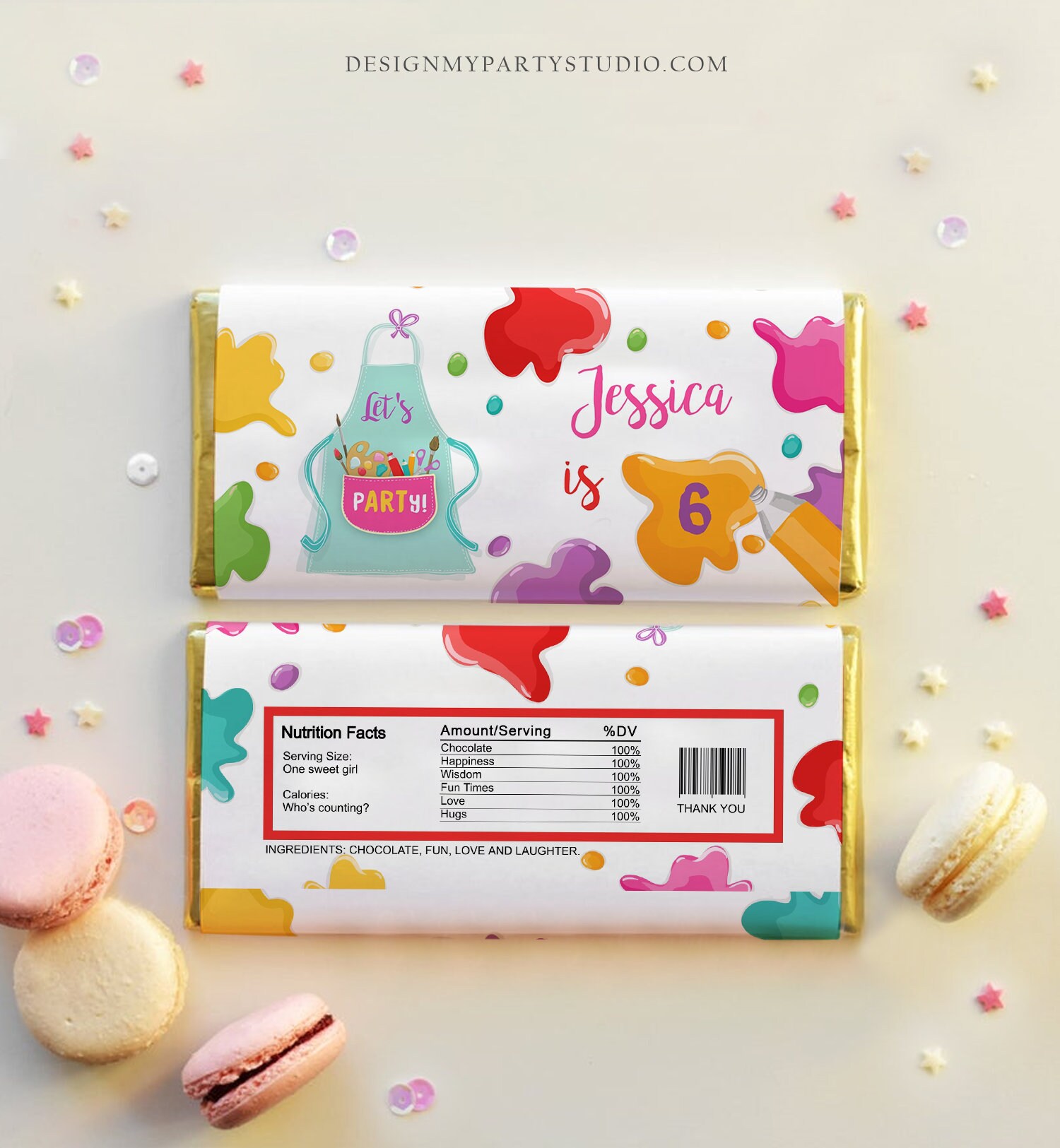 Editable Art Party Chocolate Bar Labels Candy Bar Wrapper - Etsy