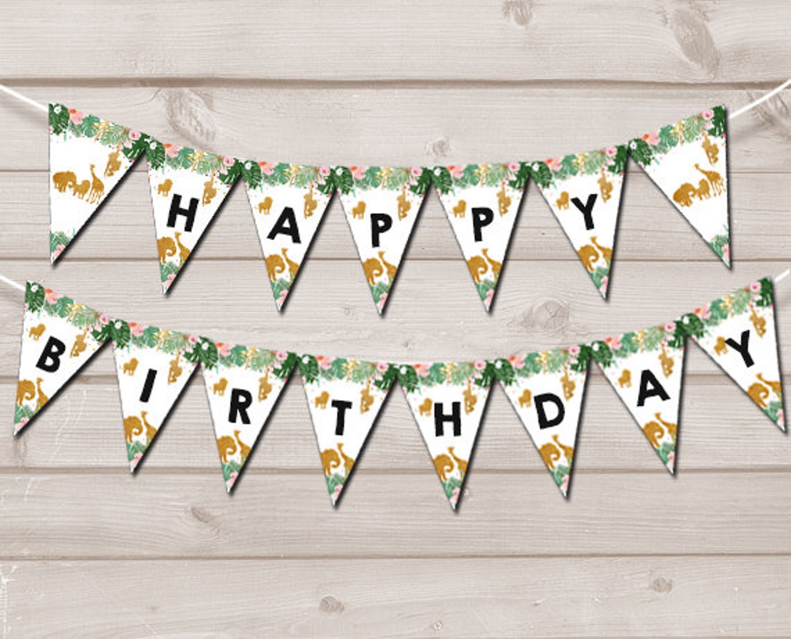 Happy Birthday Banner Wild One Birthday Banner Safari Animals | Etsy