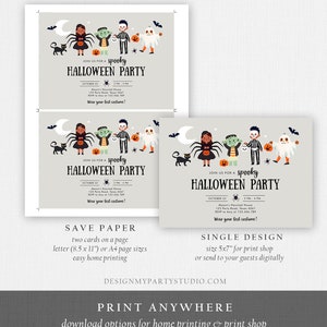 Editable Halloween Party Invitation Halloween Birthday Invitation Kids ...