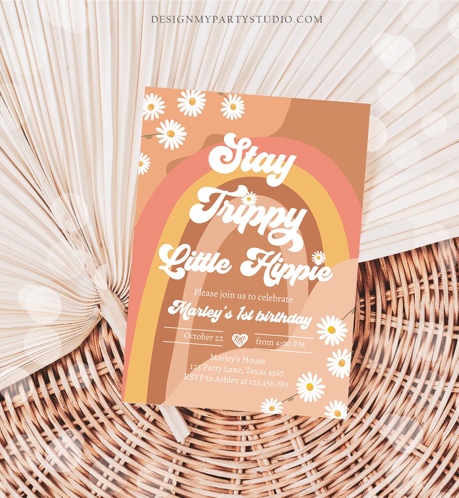 Editable Groovy Retro 1st Birthday Invitation First Birthday | Etsy