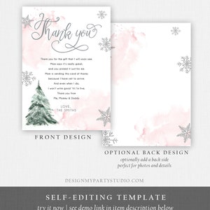 Editable Winter Tree Thank You Card Watercolor Baby Its Cold Outside ...