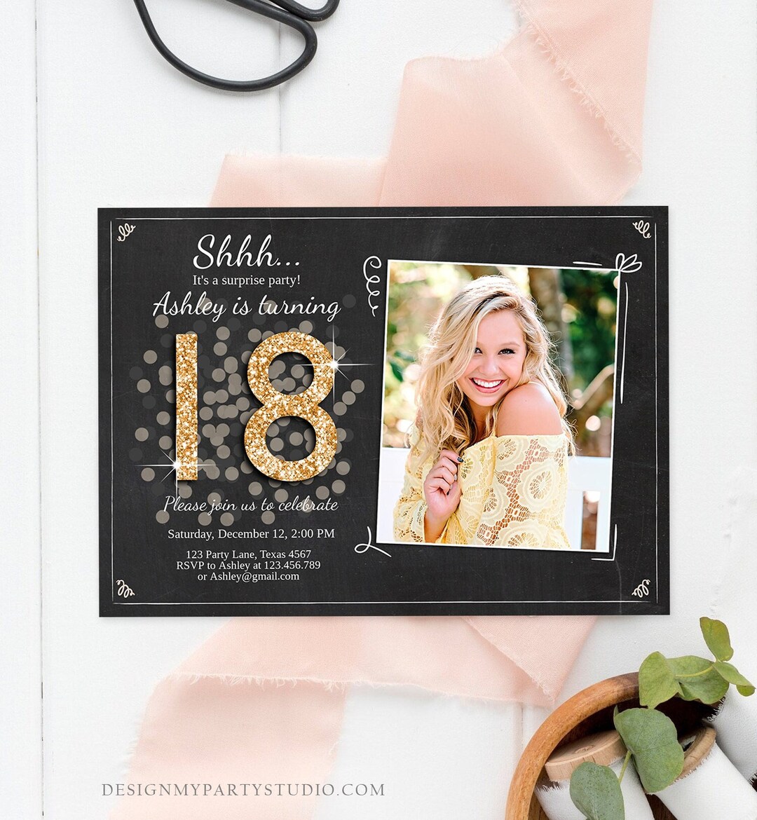 Editable ANY AGE Surprise Birthday Invitation Adult 18th Party Rustic ...