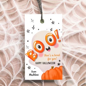 Editable Halloween Favor Tags Boo Gift Tag Costume Party Trick or Treat ...