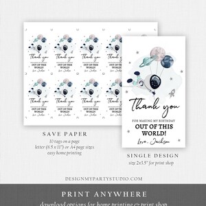 Editable Outer Space Favor Tag Astronaut Birthday Thank You Label ...