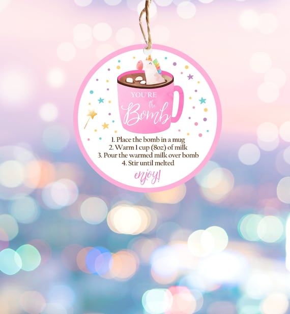 Editable Unicorn Hot Chocolate Bomb Tags Bomb Instructions Valentine ...