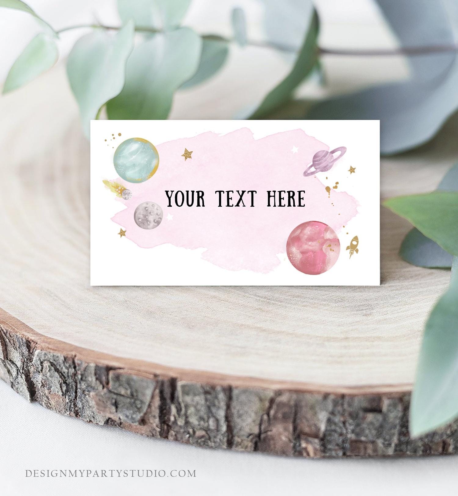 Editable Outer Space Food Label Birthday Galaxy Name Place Card Label ...