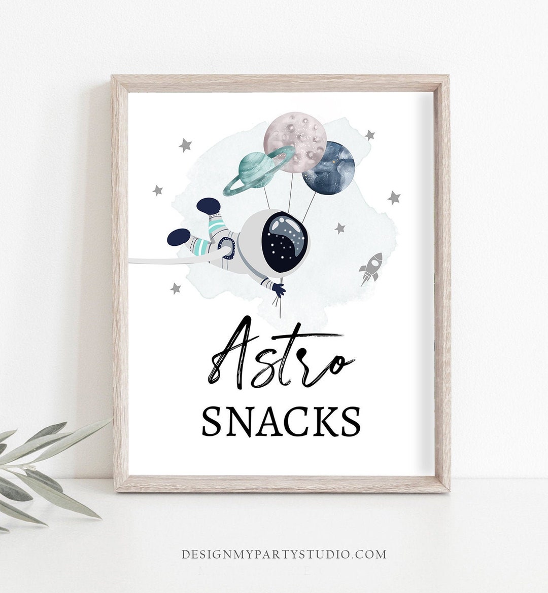 Astro Snacks Space Party Sign Outer Space Birthday Sign Galaxy Party ...