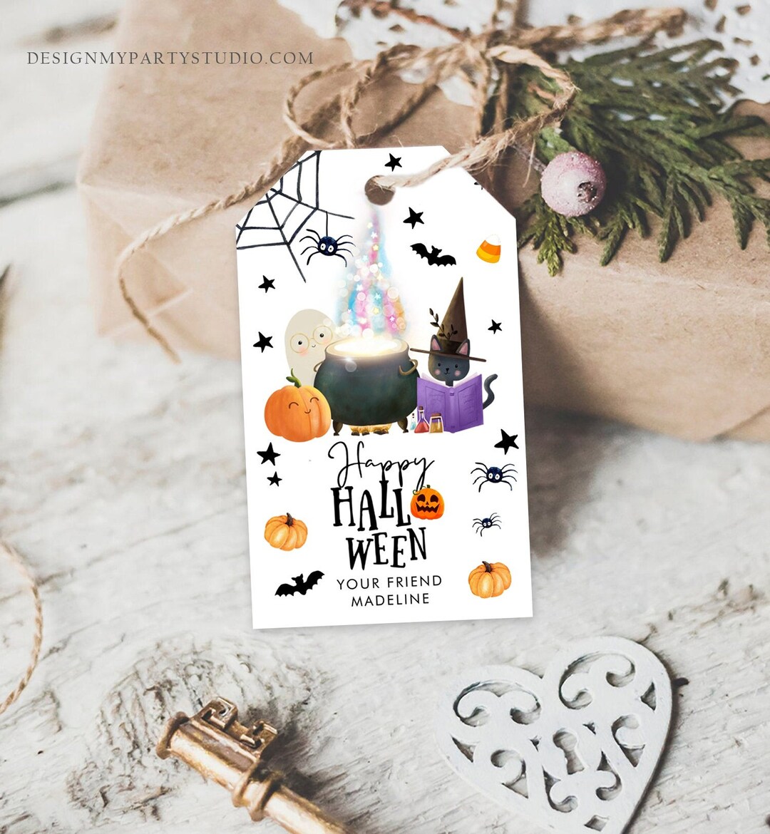 Editable Happy Halloween Gift Tags Trick or Treat Favor Tags Ghost ...
