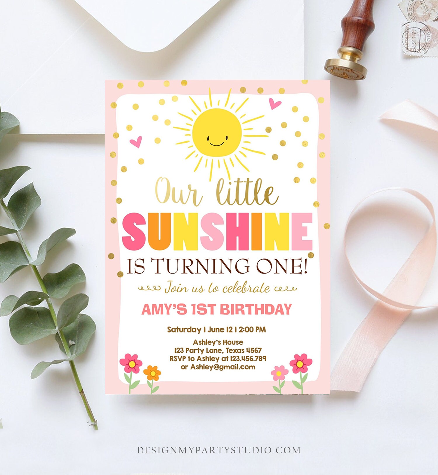 Editable Our Little Sunshine Birthday Invitation You Are My - Etsy