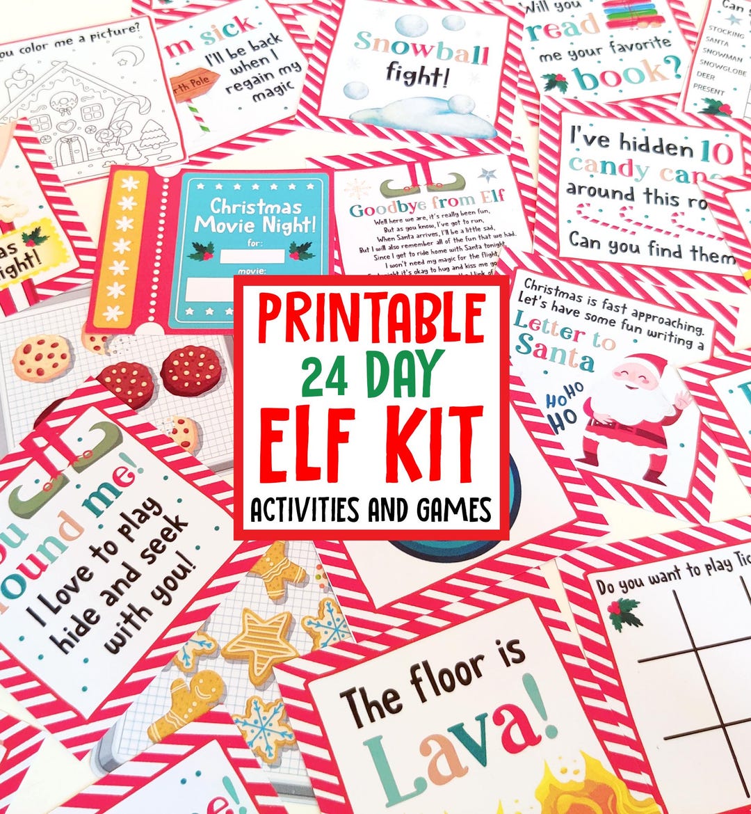 Elf Activity Bundle 24 Days Elf Note Cards Kit Bundle Christmas Elf ...
