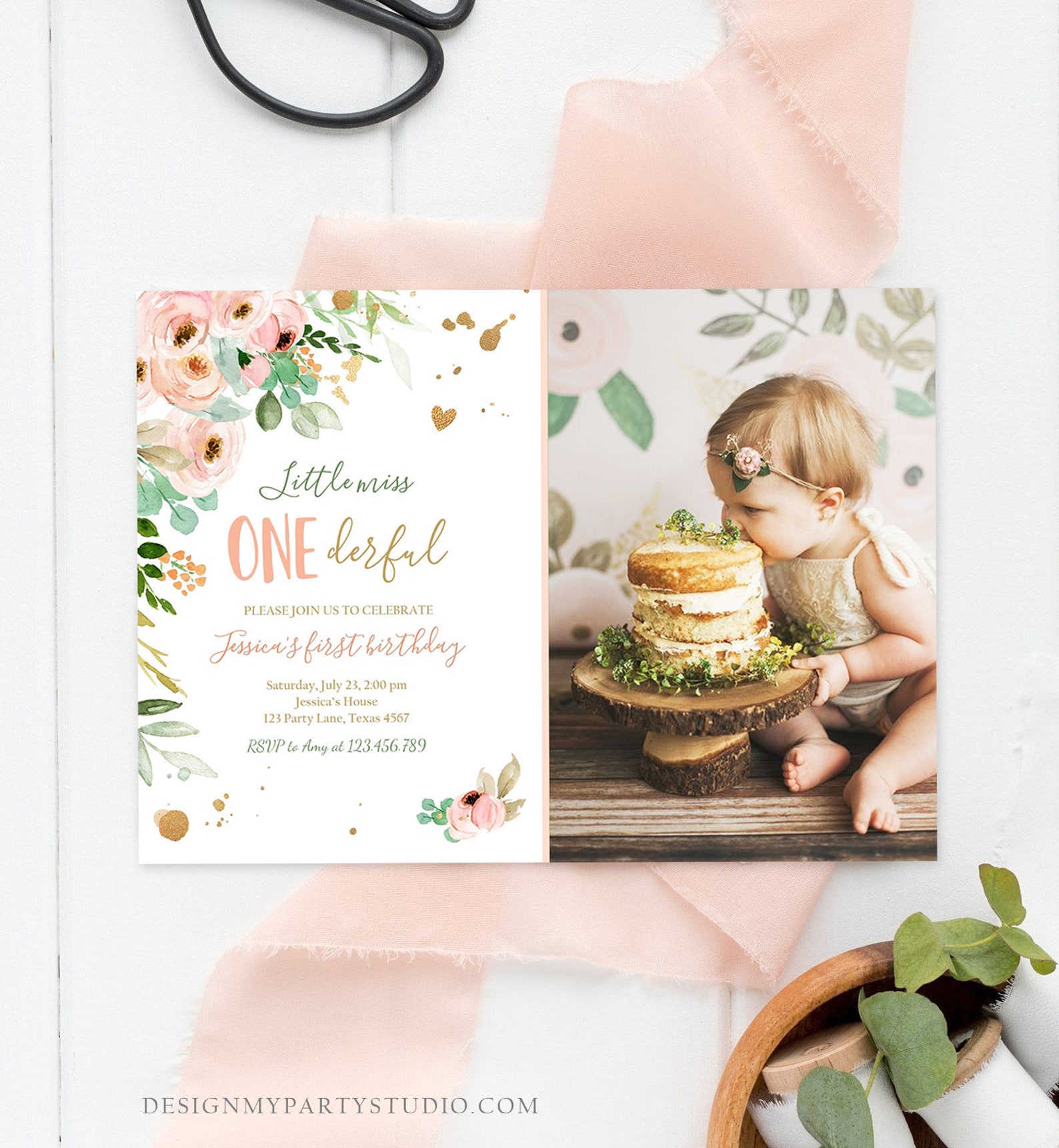 Editable Little Miss Onederful Birthday Invitation 1st - Etsy