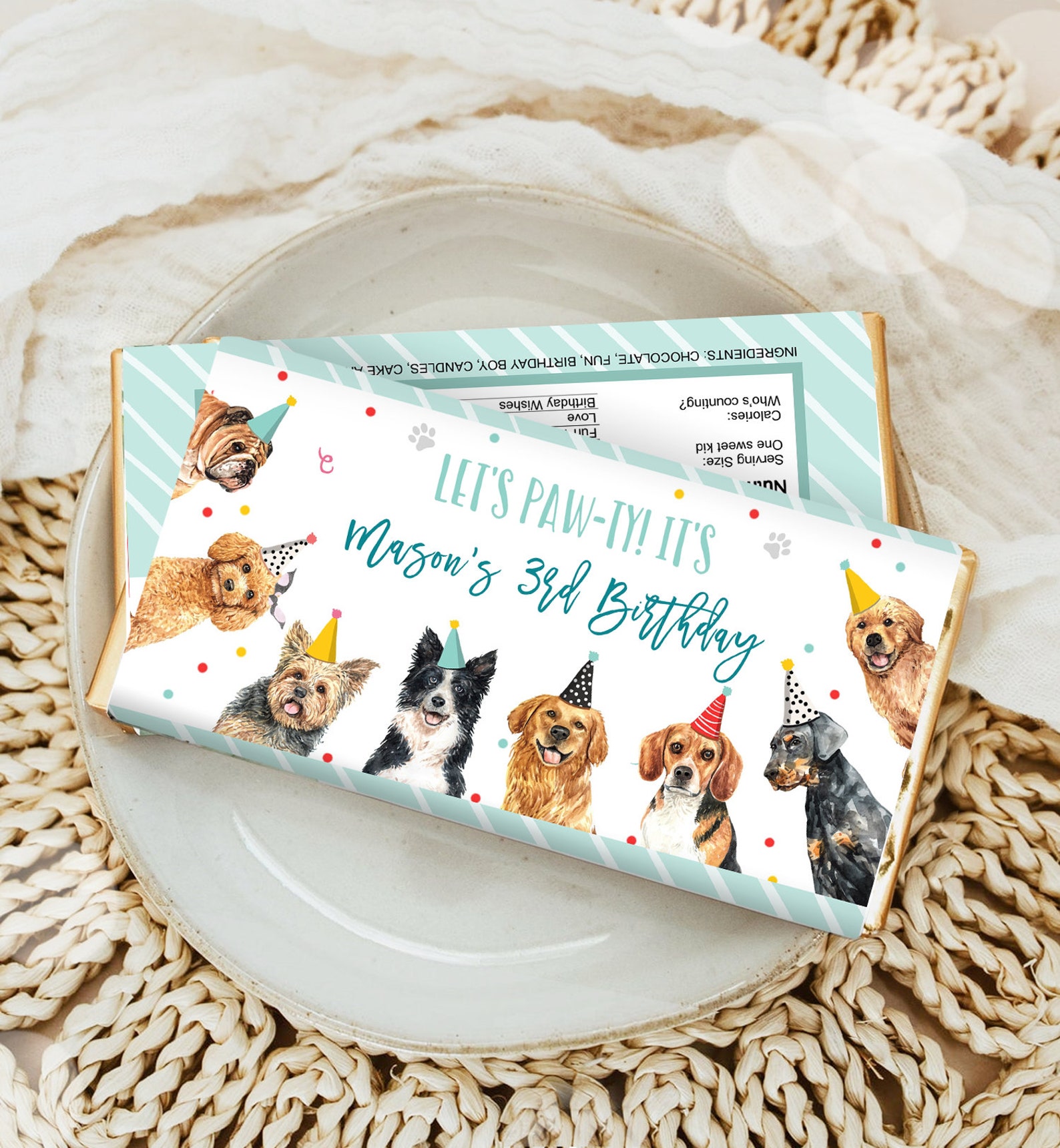 Editable Dog Candy Bar Wrapper Dog Birthday Party Chocolate - Etsy