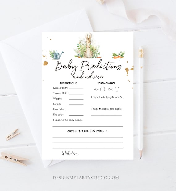 Editable Baby Predictions Baby Shower Game Advice for Parents Peter ...