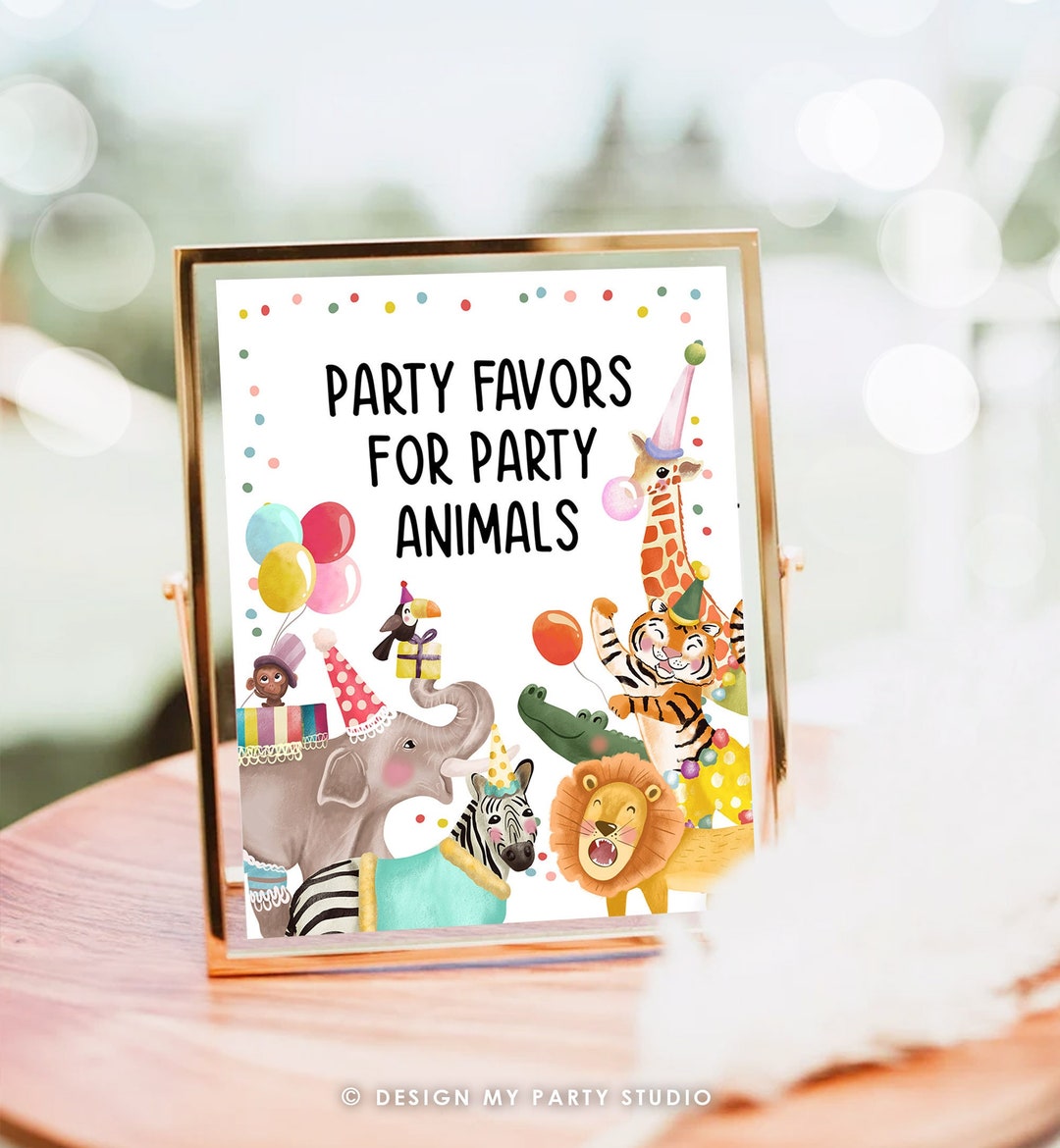 Party Favors Sign Birthday Sign Party Food Table Bar Snacks Safari ...