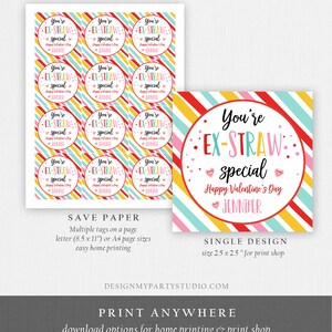 Editable Crazy Straw Tags Valentine Tags You're Ex-straw Special ...