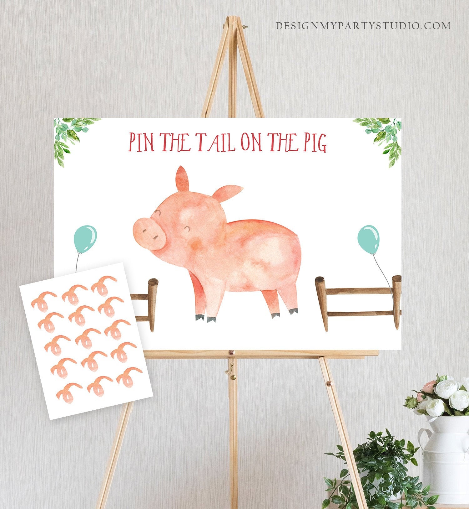 Editable Pin the Tail on the Pig Boy Neutral Farm Birthday - Etsy