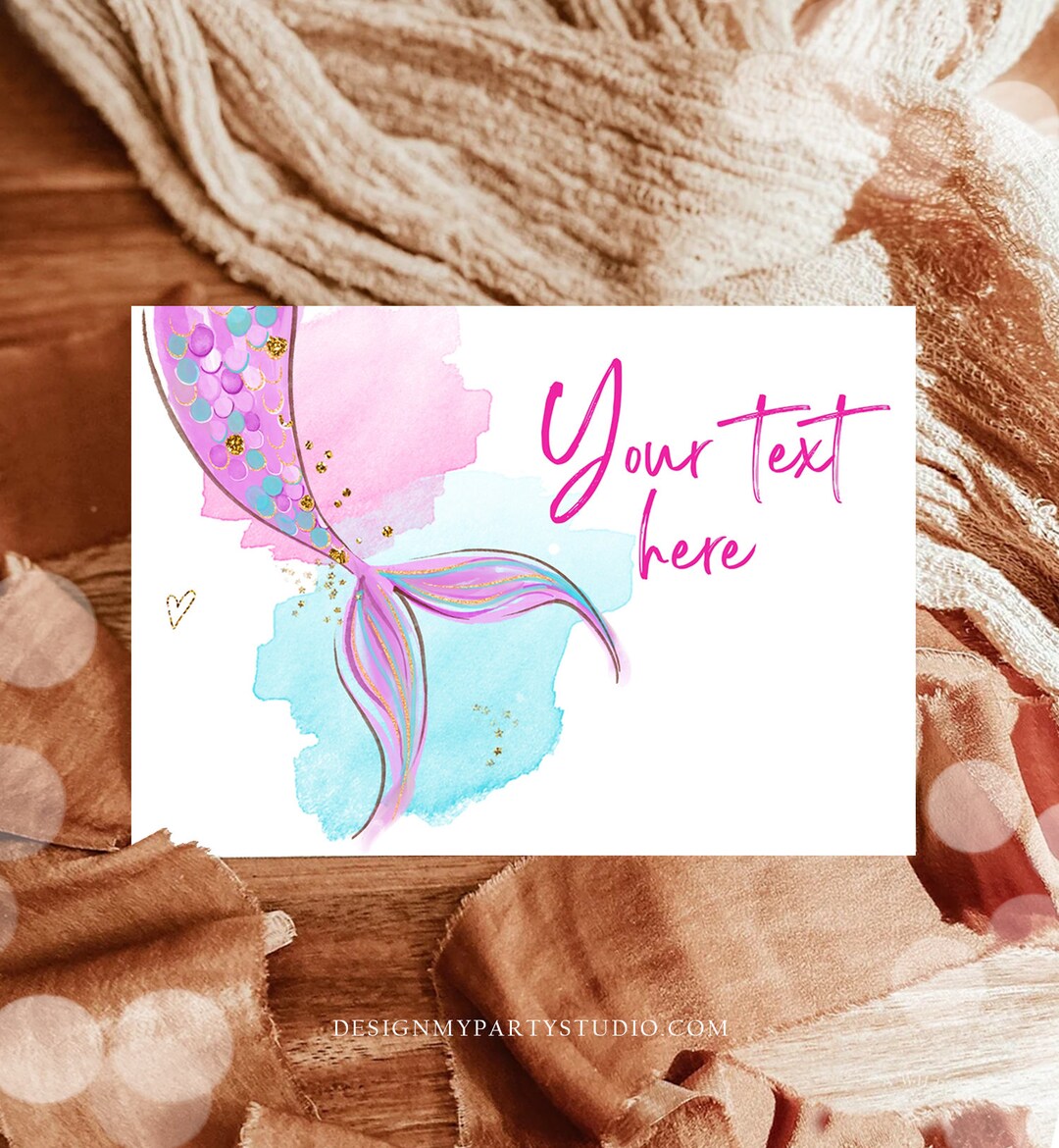 Editable Mermaid Insert Card Mermaid Bring a Book Card Baby Shower ...