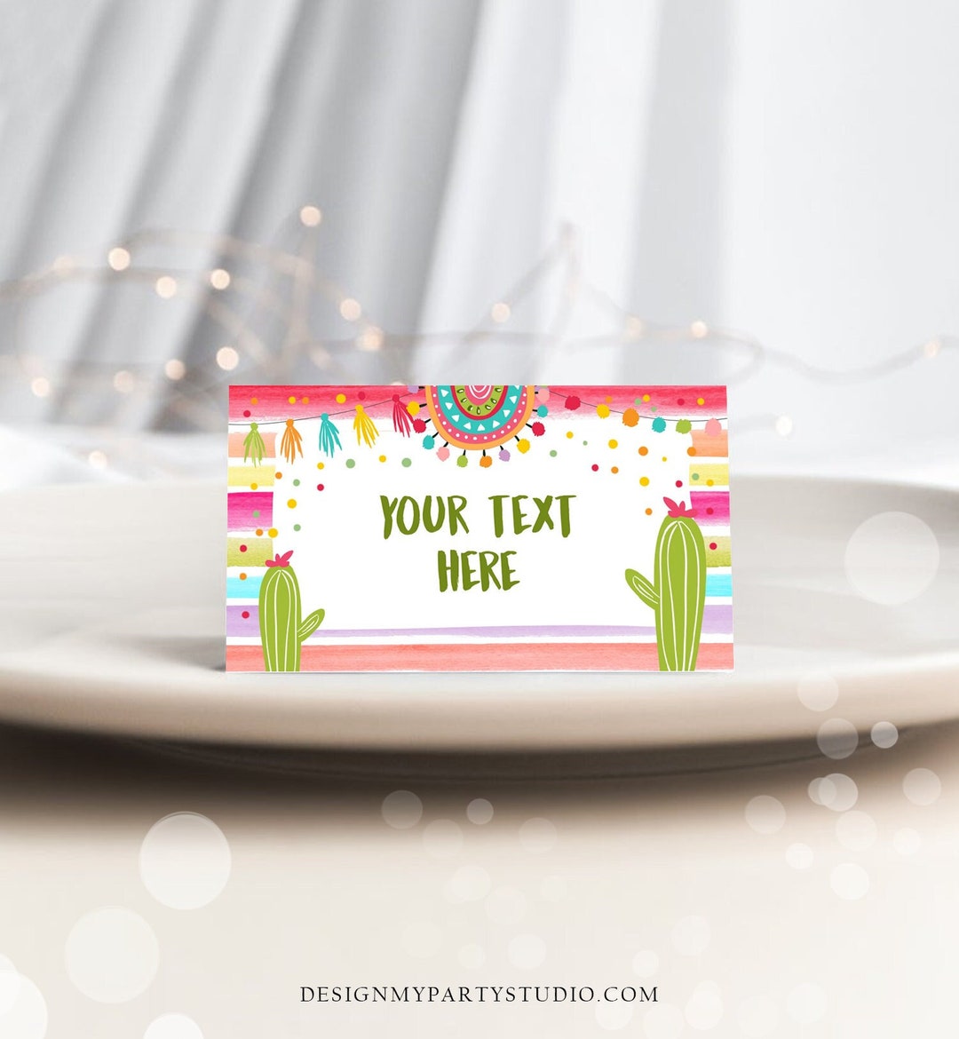 Editable Fiesta Cactus Food Labels Fiesta Party Place Card Tent Card ...