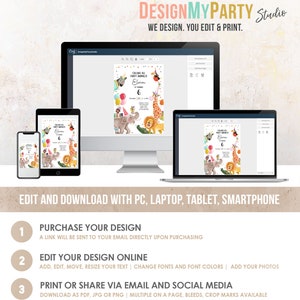 Editable Calling All Party Animals Birthday Invitation Wild One Jungle ...