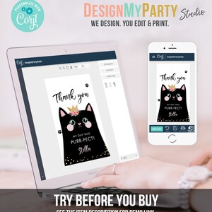 Editable Kitten Birthday Favor Tags Kitty Birthday Thank You Label Cat ...