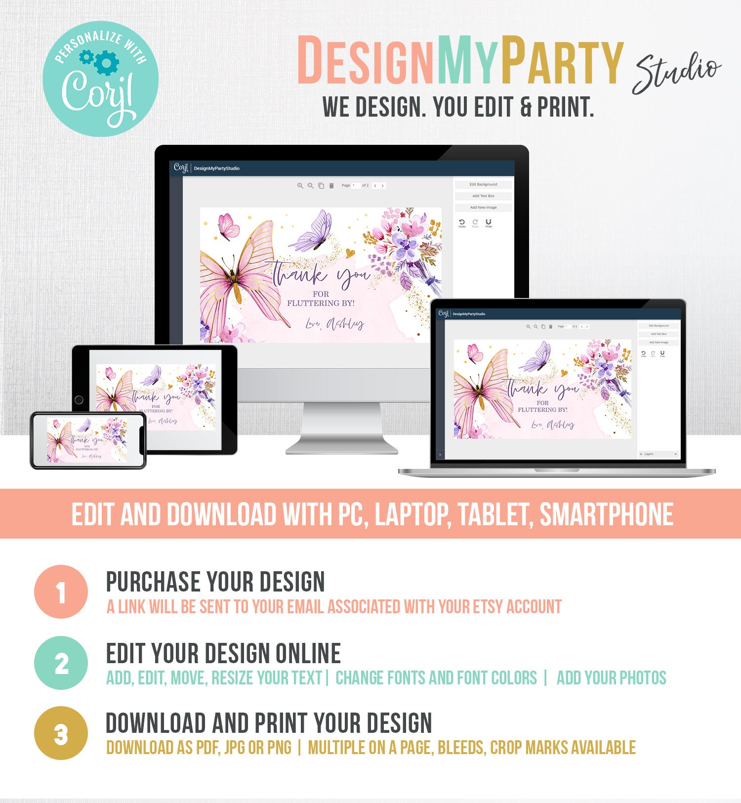 Editable Butterfly Gable Gift Box Label Butterfly Birthday Girl Treat ...