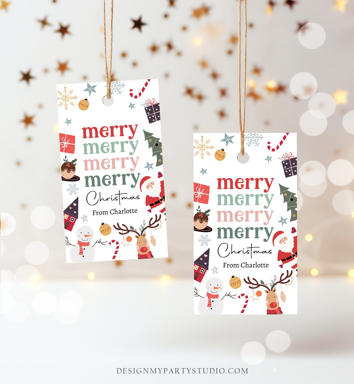 Editable Christmas Gift Tags Holiday Favor Tags Merry Christmas Holiday ...