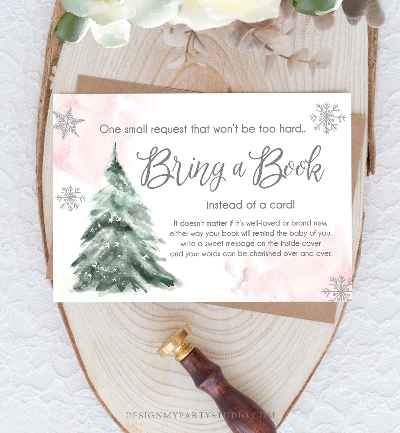Editable Bring a Book Card Baby It's Cold Outside Baby | Etsy