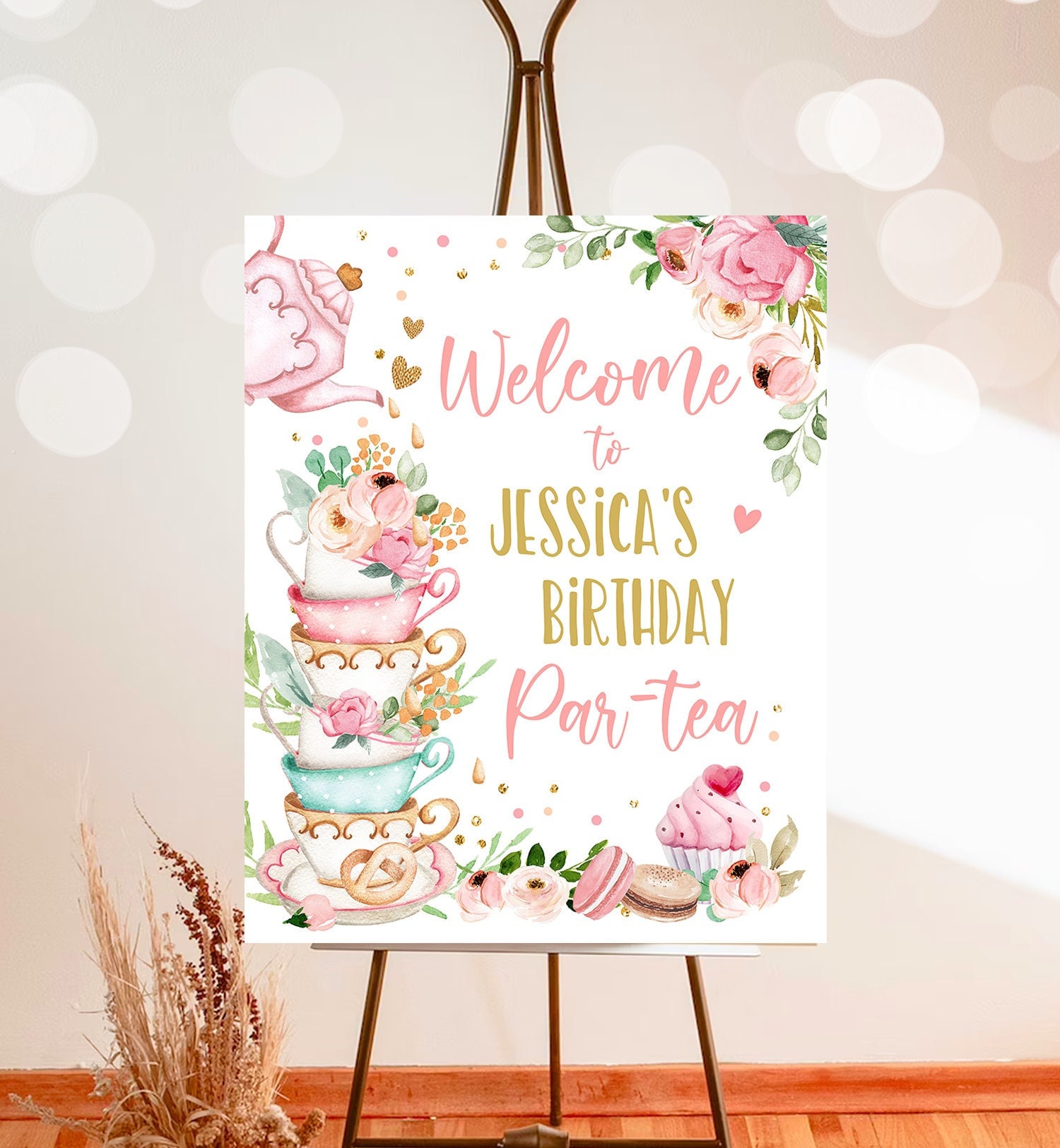 Editable Birthday Tea Party Welcome Sign Birthday Par-tea - Etsy