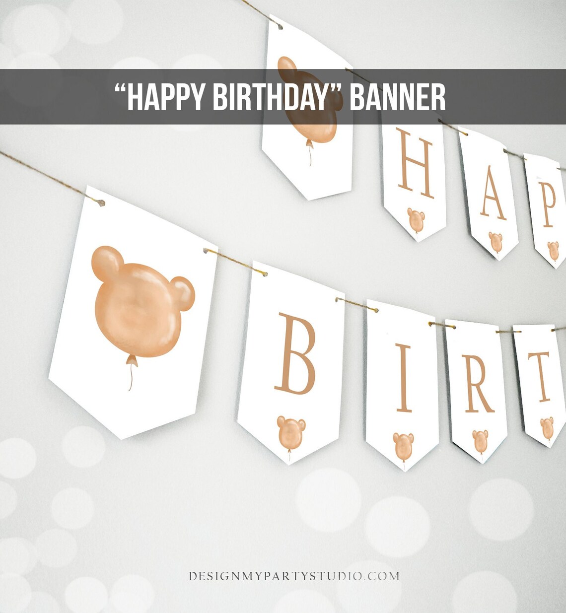 Happy Birthday Banner Teddy Bear Banner Girl Beary First - Etsy