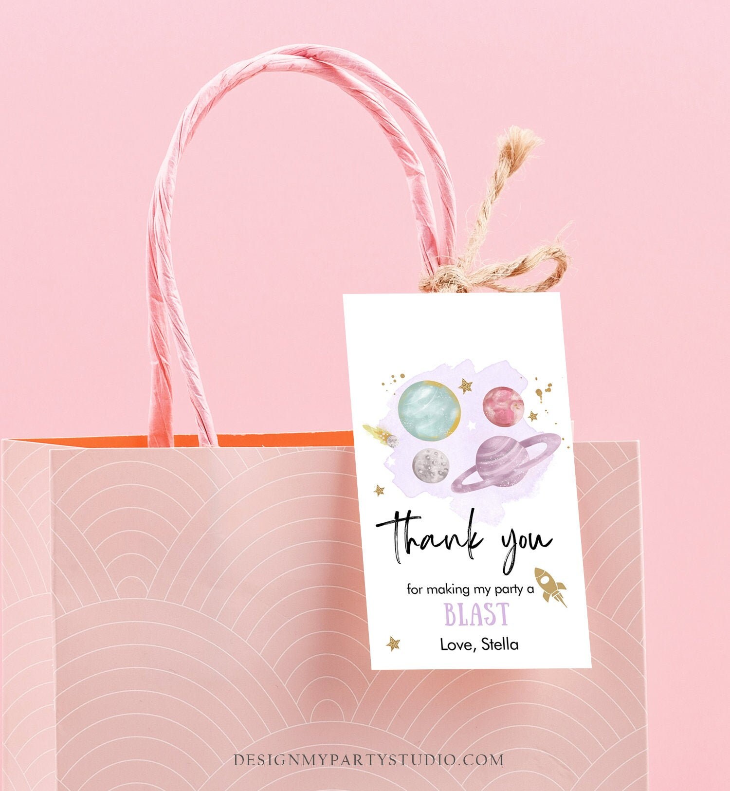 Editable Outer Space Favor Tags Space Birthday Thank You Label | Etsy