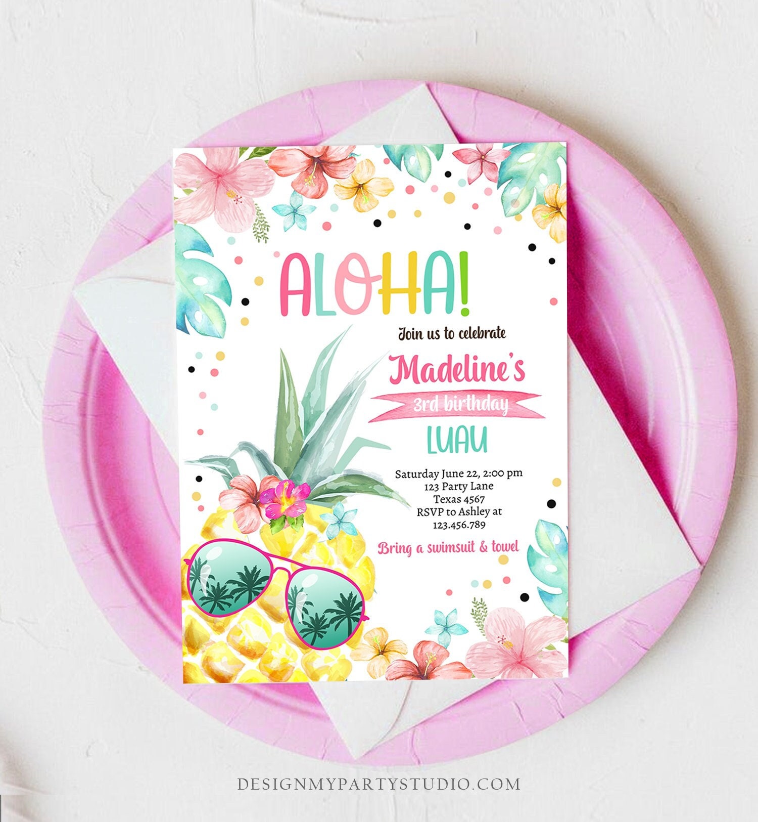 Hawaiian Birthday Party Invitation Blank 50 Hawaiian Luau Summer Swim