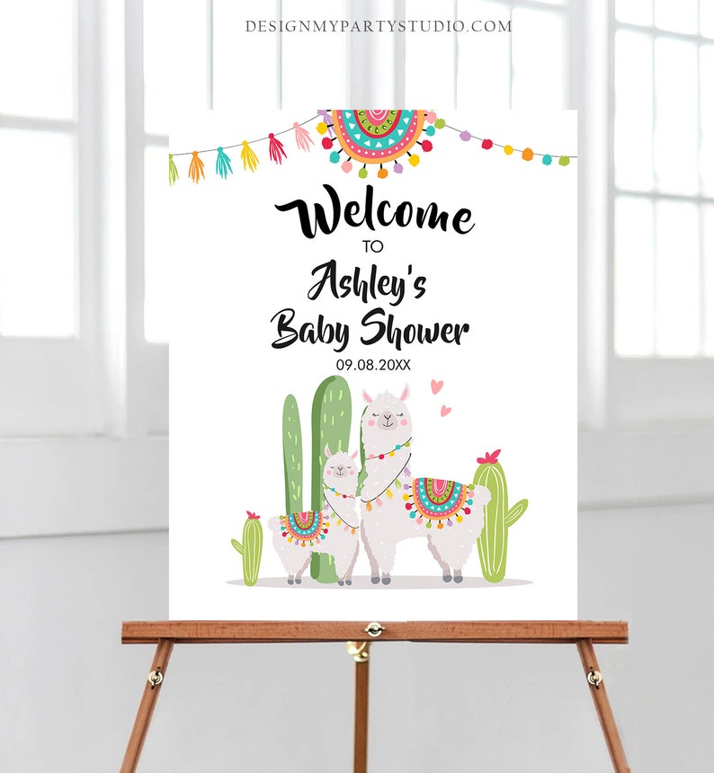 Editable Llama Welcome Sign Llama Baby Shower Welcome Baby - Etsy