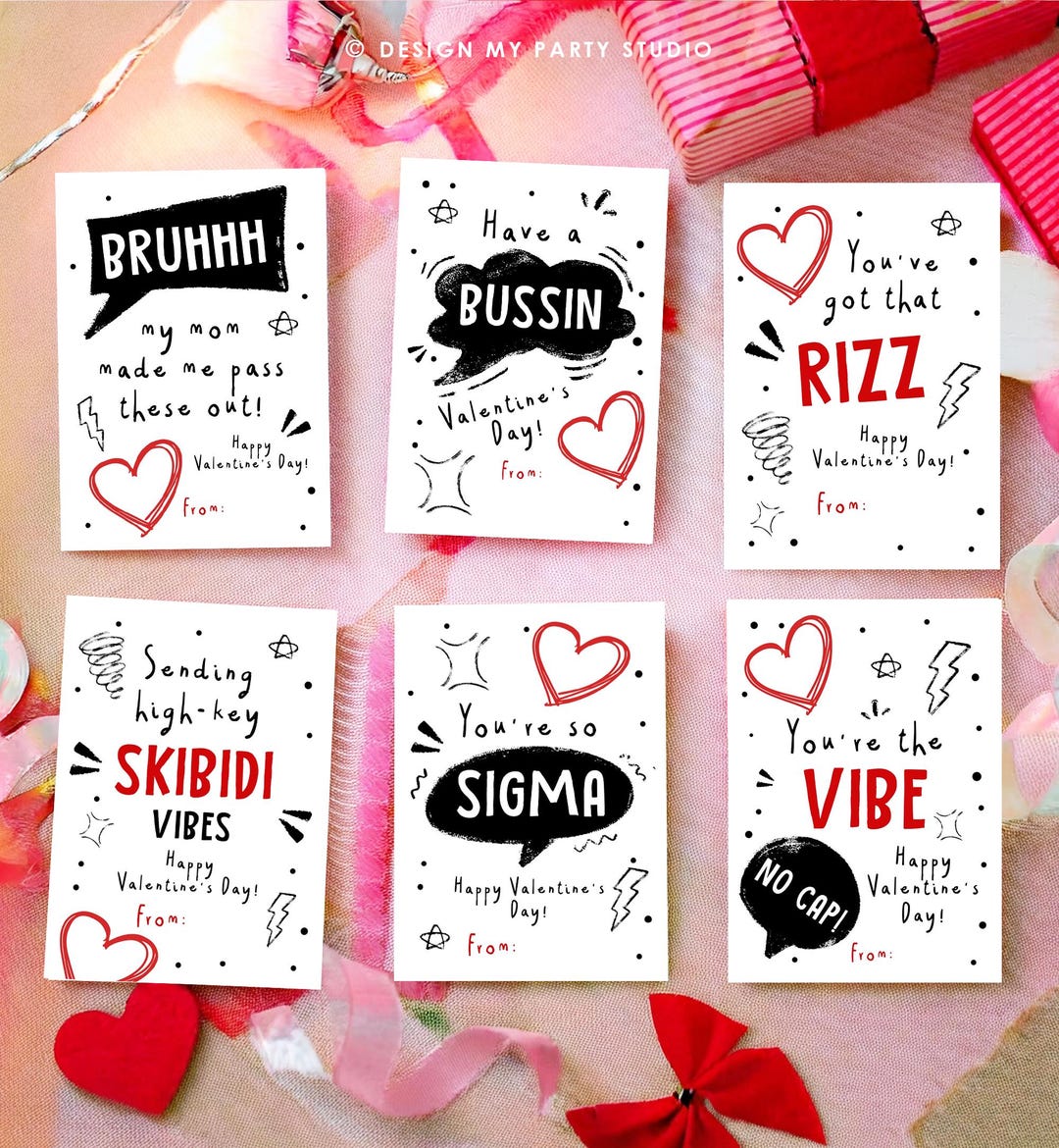 Printable Funny Valentine's Day Cards Slang Kids Valentine Classroom ...