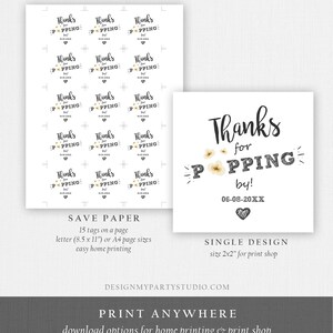 Editable Thanks for Popping by Gift Popcorn Favor Tag String Lights ...