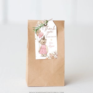 Editable Boho Teddy Bear Favor Tags Thank You Beary Much Tag Teddy Bear ...