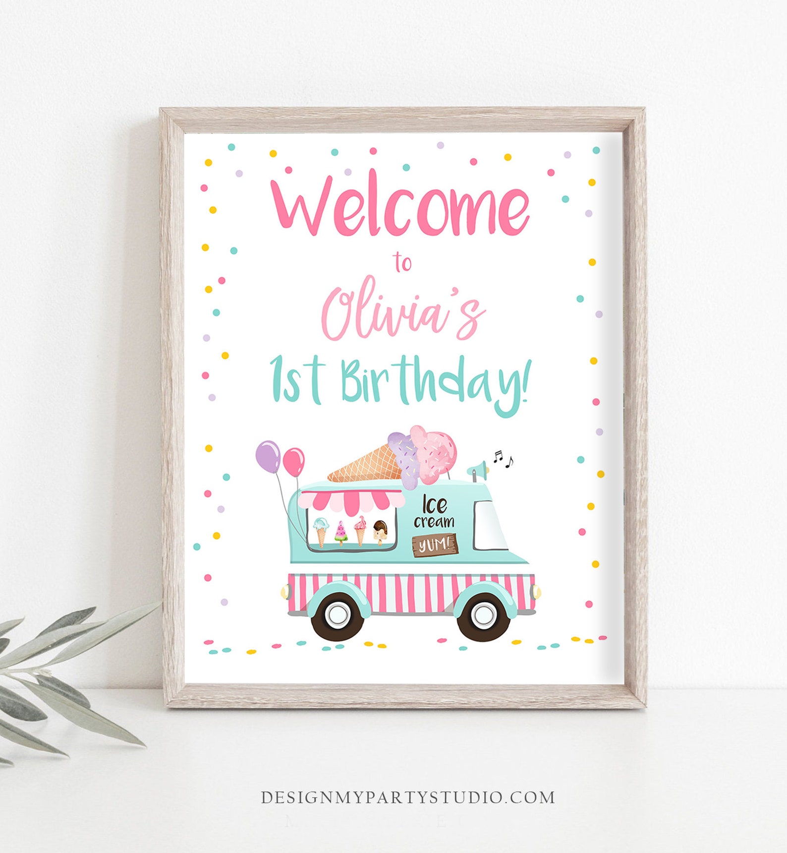 Editable Ice Cream Truck Party Welcome Sign Ice Cream Birthday - Etsy