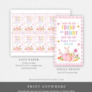 Editable Easter Gift Tags Easter You're the Best Friend Any Bunny Could ...