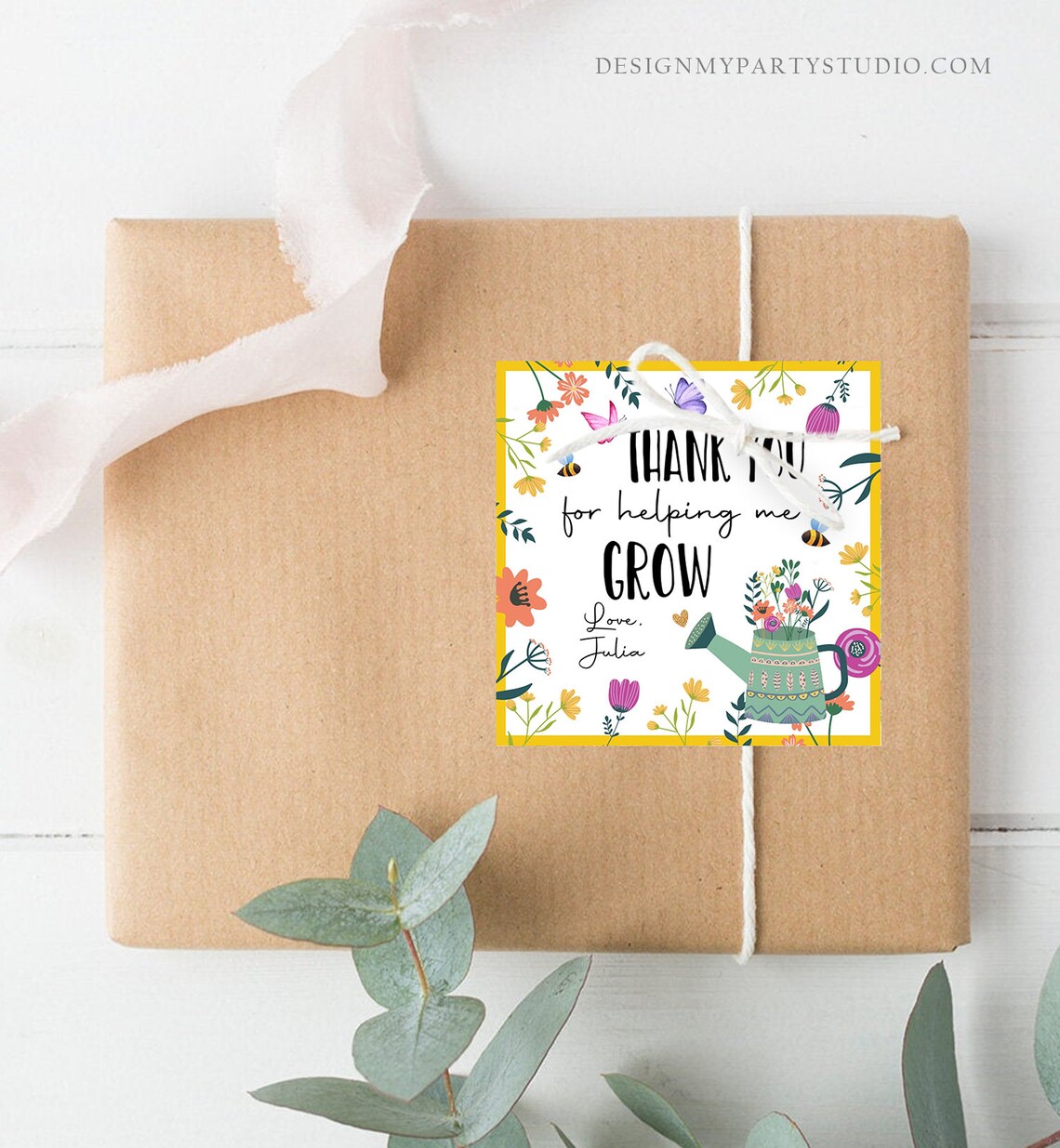 Editable Teacher Appreciation Tag Thank You for Helping Me Grow ...