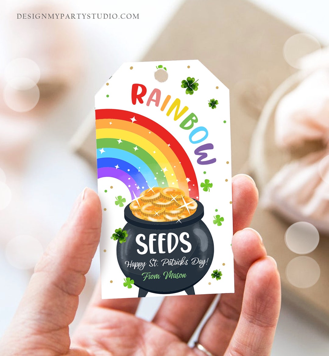 Editable St. Patrick's Day Tag Rainbow Seeds Tag Treat Favor Tag Friend ...
