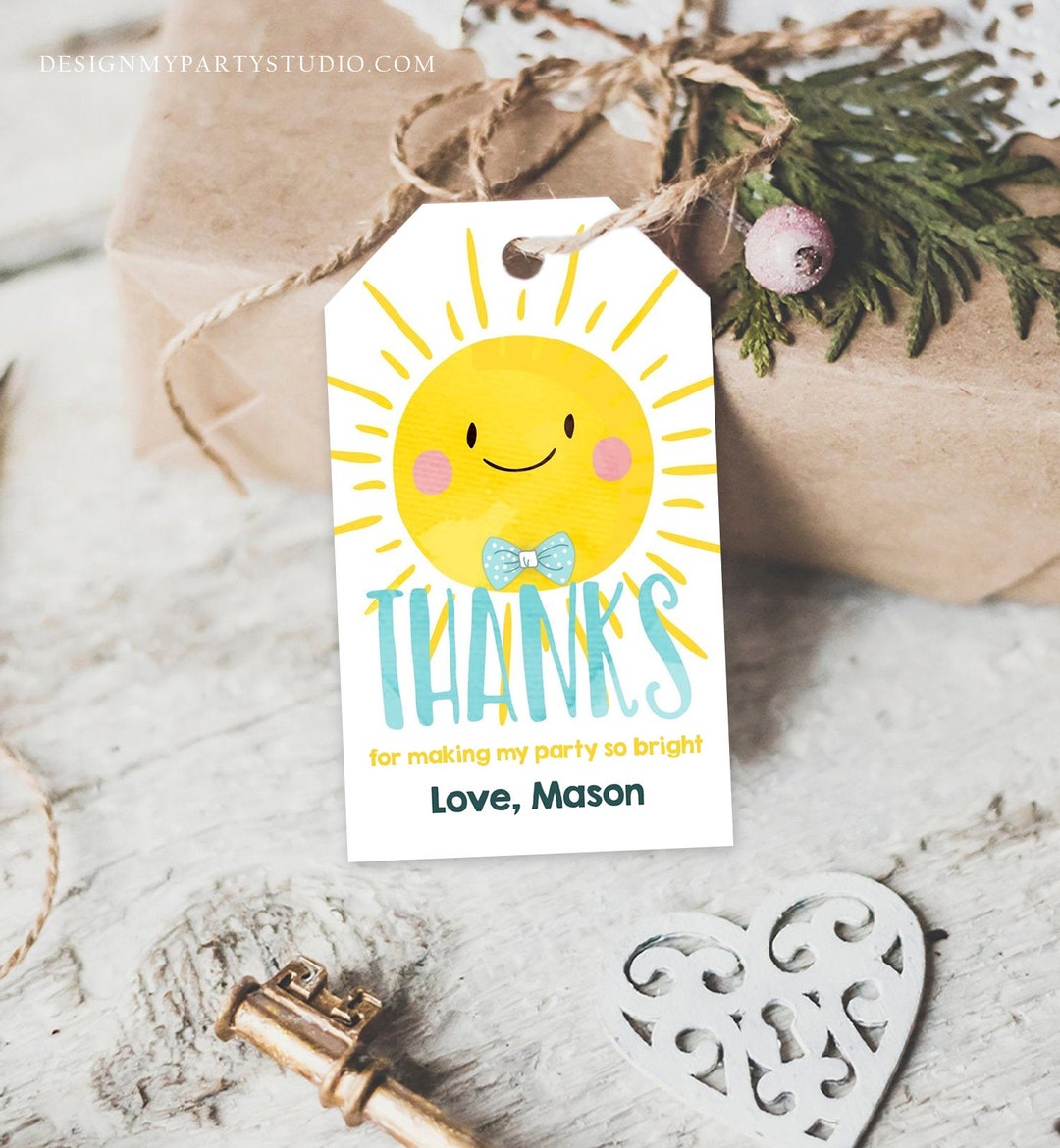 Editable Sunshine Favor Tags Little Sunshine Birthday Thank - Etsy