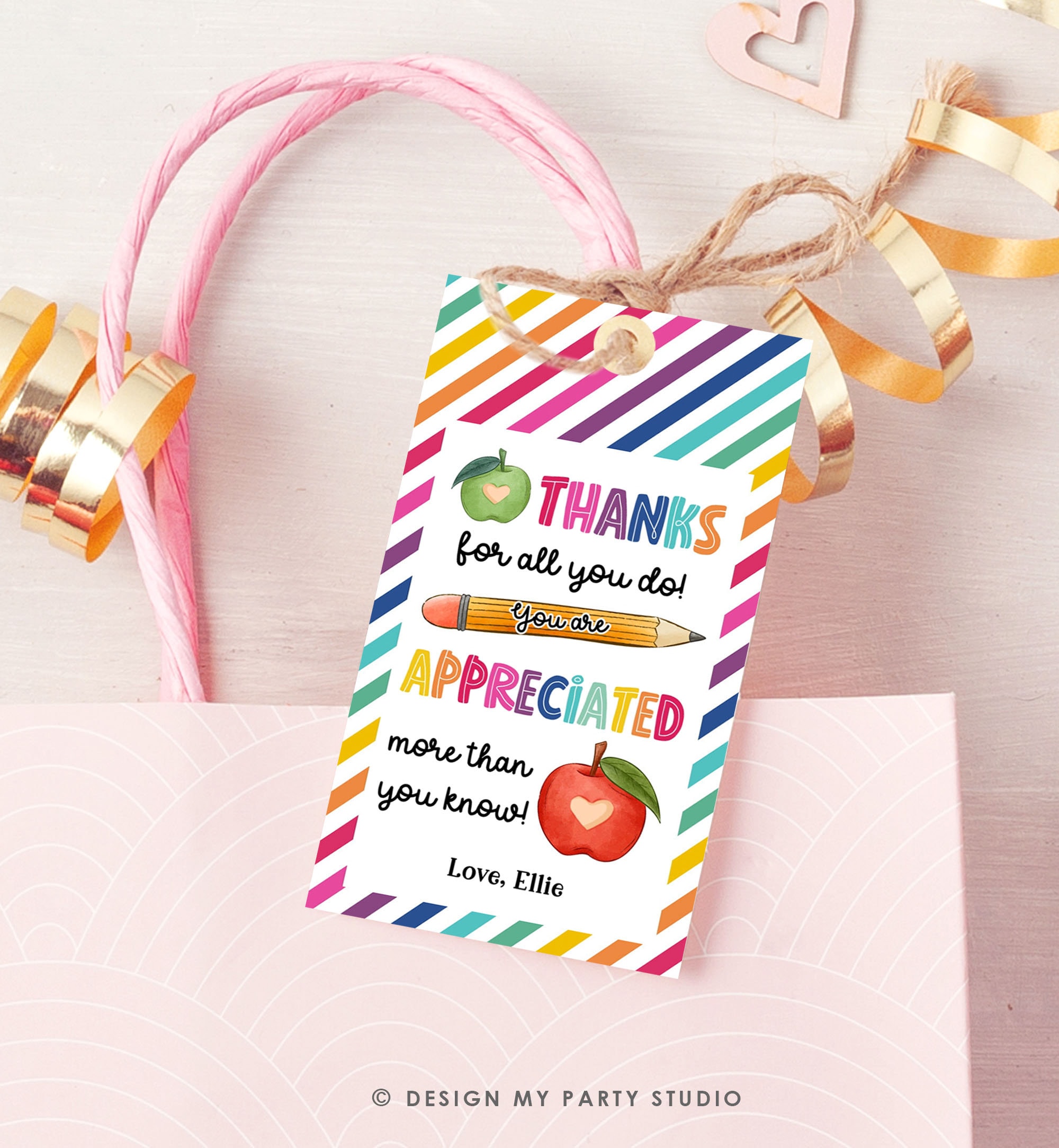 Editable Teacher Appreciation Tag Teacher Tag Thank You Gift Tag End of ...