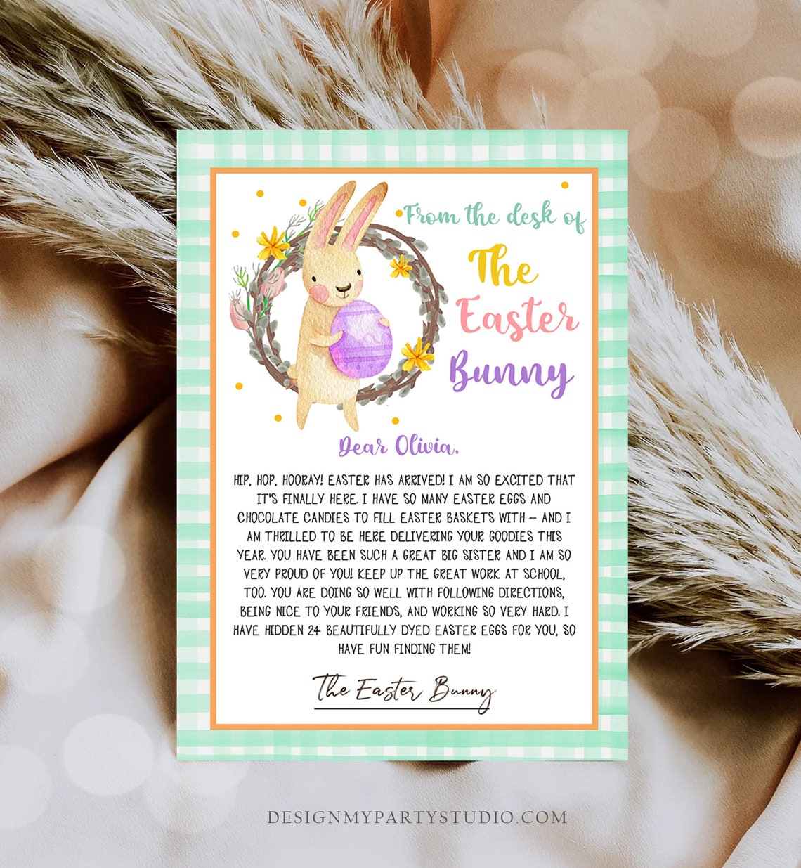 Editable Easter Bunny Letter Return Letter From the Desk of Easter ...
